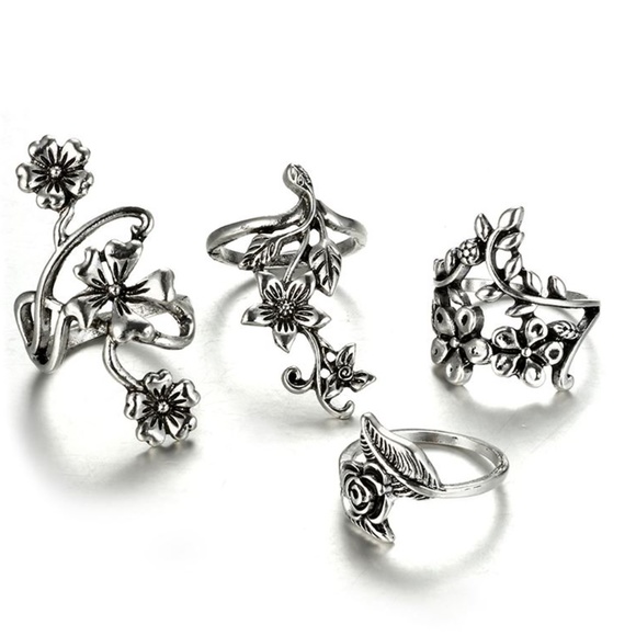 Jewelry | Vintage Rose Flower Ring Set | Poshmark